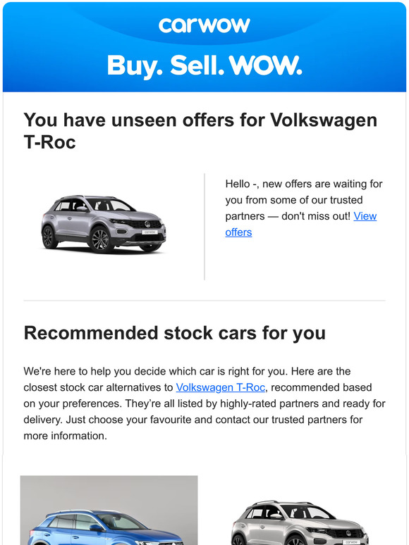 Carwow: You received new offers for Volkswagen T-Roc | Milled