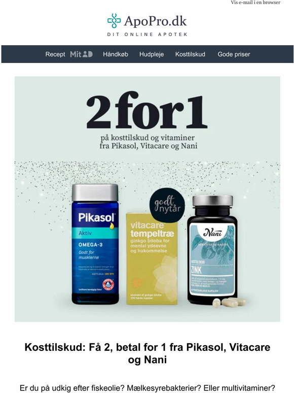 ApoPro: 2 for 1 - Pikasol, Vitacare og Nani | Milled