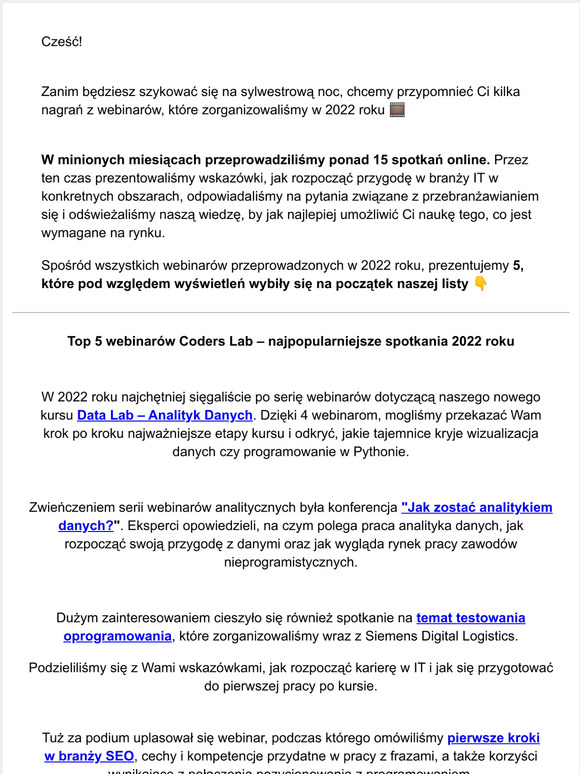 Coderslab Top 5 Najpopularniejszych Webinarów Coders Lab 🎞 Milled 