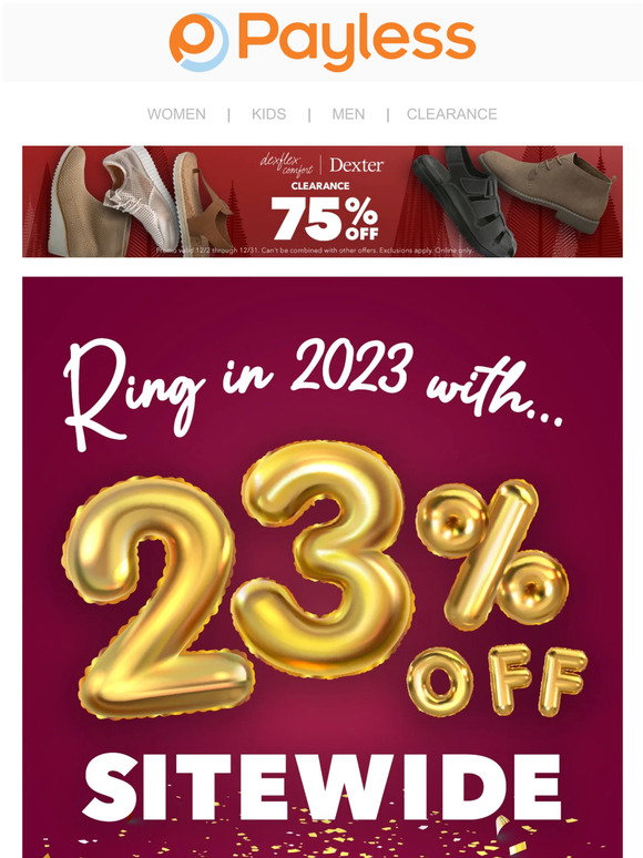Payless: 23% off = 2023 we're ready for you 🎉🍾🥳 | Milled