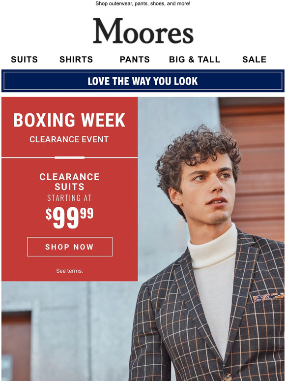 Moores Clothing: Don't miss this! Get clearance suits starting at $99. ...