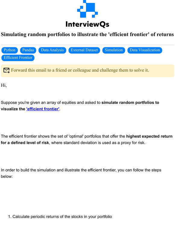 Interview Qs Simulating Random Portfolios To Illustrate The Efficient