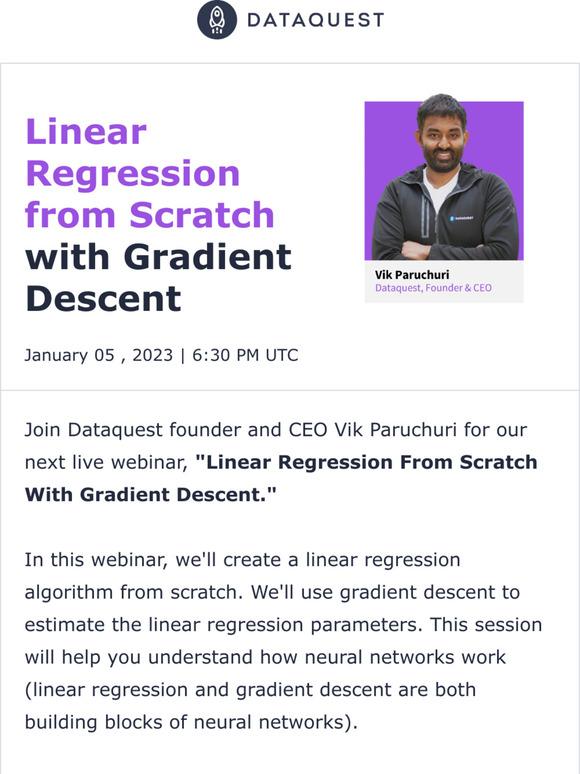 Dataquest: Learn how to create a linear regression algorithm from ... Dataquest: Learn how to create a linear regression algorithm from ...
