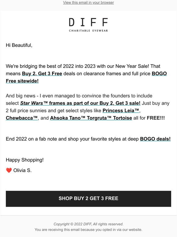 DIFF Eyewear: Buy 2, Get 3 FREE Select Star Wars™ frames | Milled