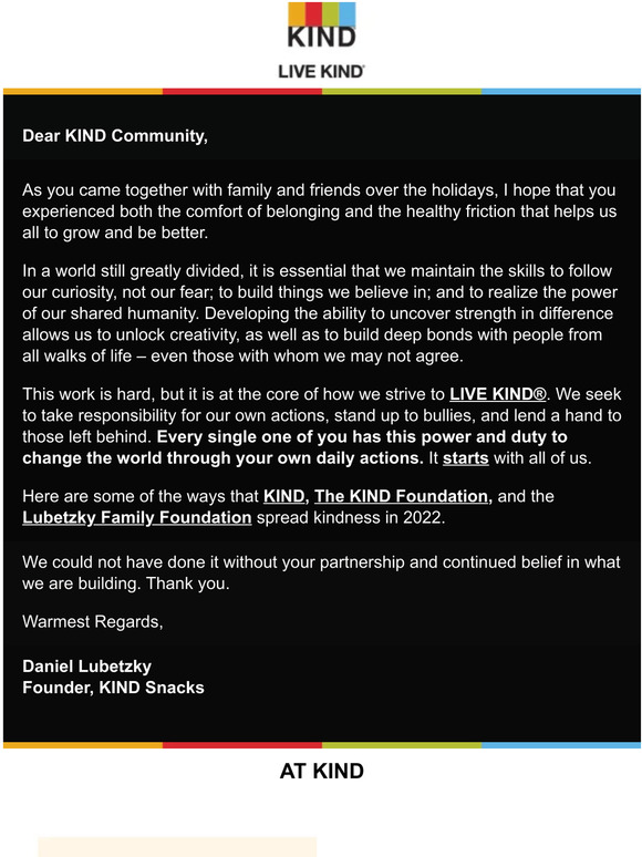KIND: A note from the Founder of KIND Snacks | Milled