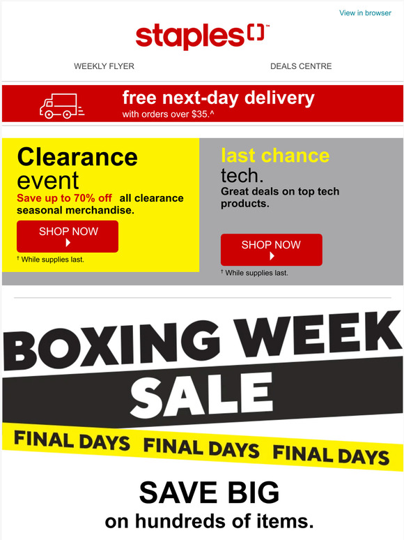Staples Print & Marketing: EXTENDED Boxing week savings up to $200 🤑 ...