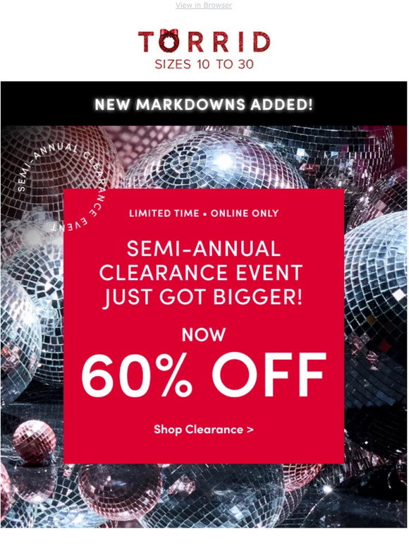 Torrid: It's NYE! Toast to new markdowns 🍾🥂 | Milled