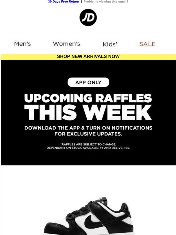 JD Sports: Upcoming Raffles: Nike Dunk Low 'Black White' & More! | Milled