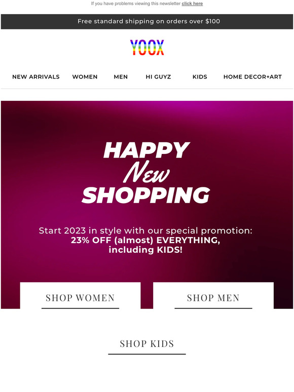 YOOX: Happy New Shopping! 23% OFF (almost) everything, including kids ...