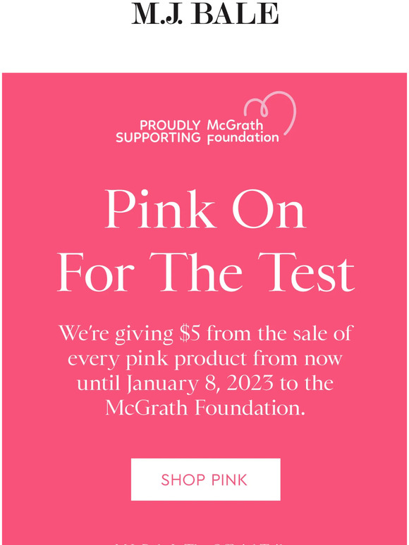 M.J. Bale: Pink on for the SCG Test and support the McGrath Foundation ...