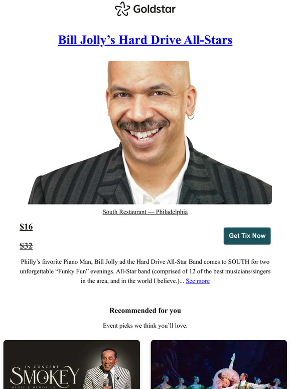 Goldstar: Tickets for Bill Jolly's Hard Drive All-Stars | Milled