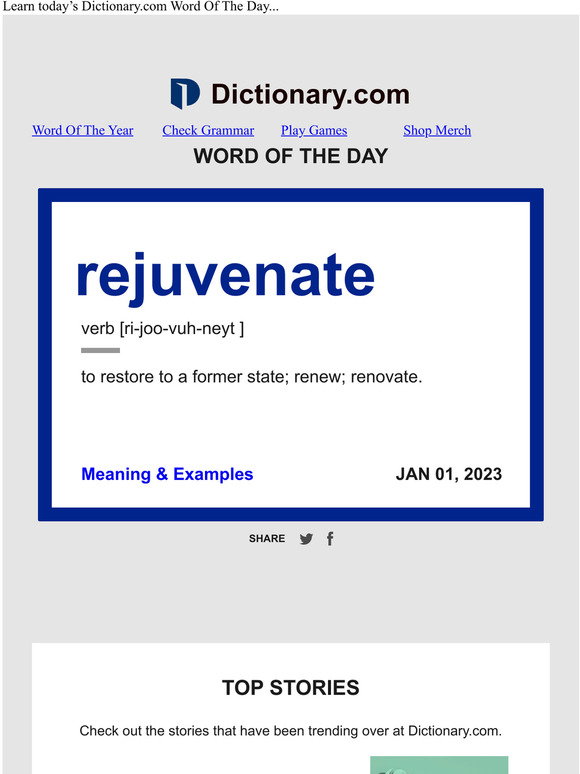 Dictionary.com: rejuvenate | Word of the Day | Milled