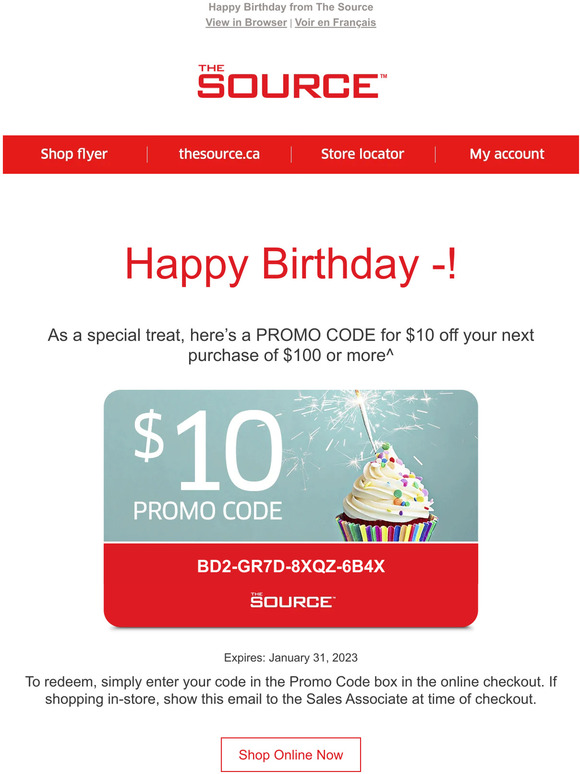 The Source: Celebrate your birthday with a special offer from The ...