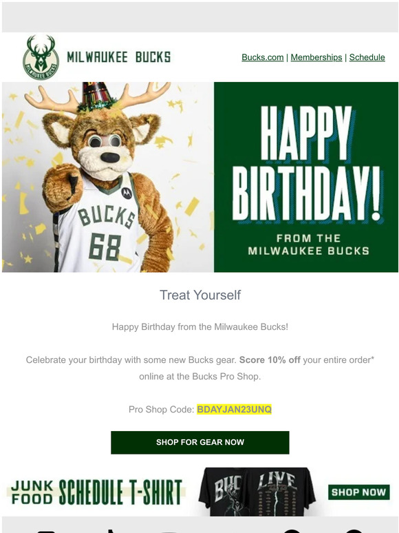 Bucks Pro Shop: 🎉 Happy birthday, —! 🎉 | Milled