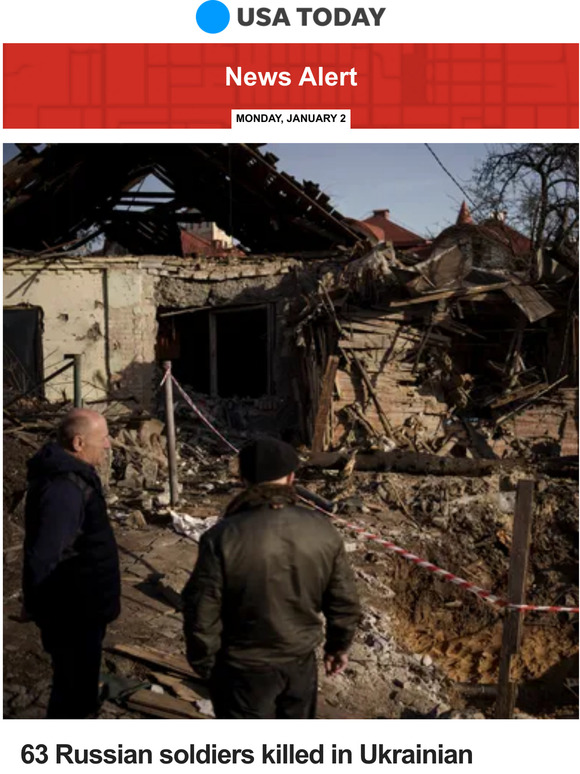 USA TODAY: News alert: 63 Russian soldiers killed in Ukrainian missile ...