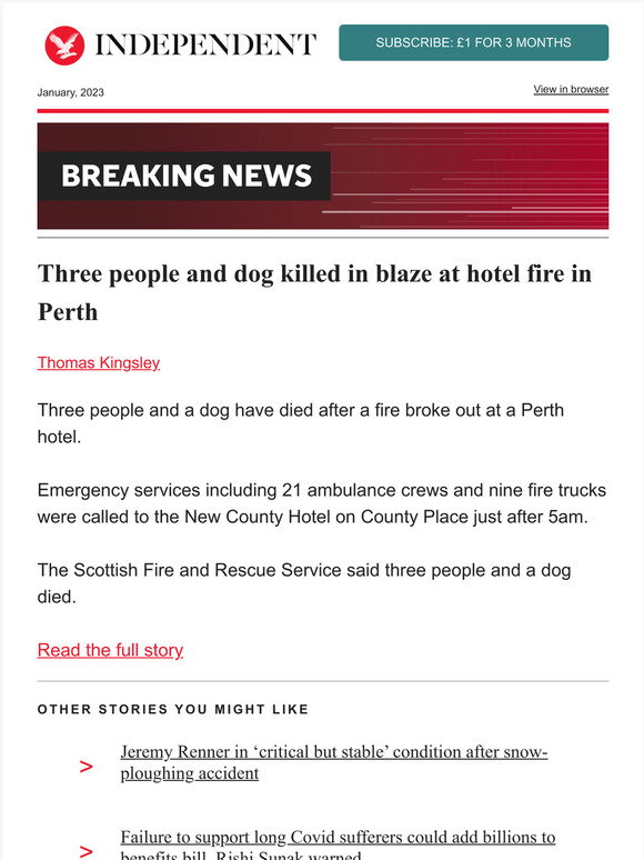 The Independent: Perth fire: Three people and dog killed in blaze at ...