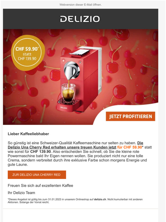 delizio: Klein, rot, zum Superpreis: Die Delizio Una Cherry Red | Milled