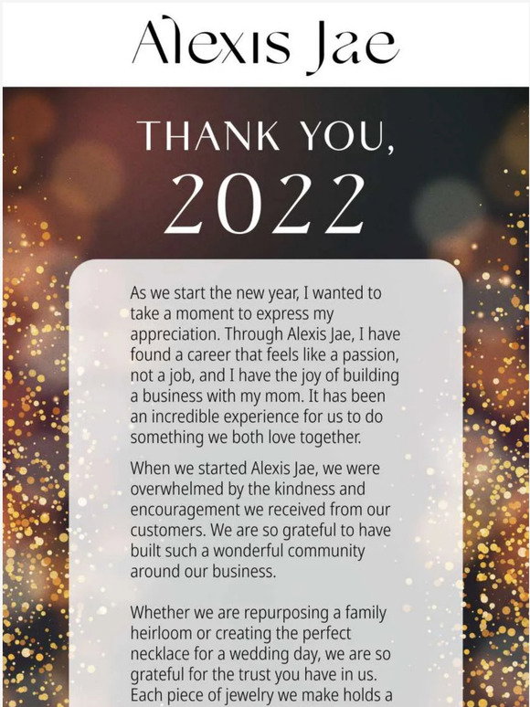 Alexis Jae Jewelry: New Year, New Beginnings - Thank You for Your ...