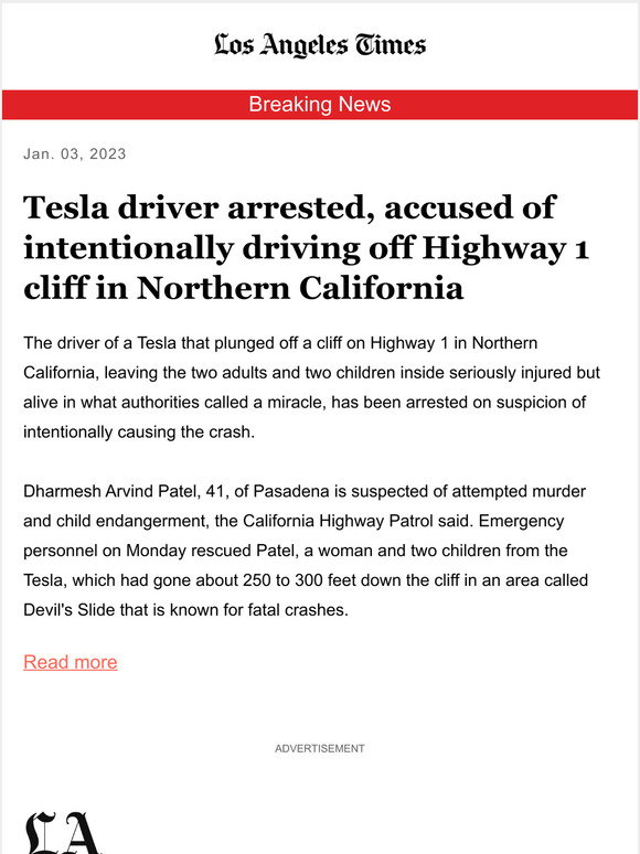 Los Angeles Times: Breaking News: Tesla driver arrested, accused of ...
