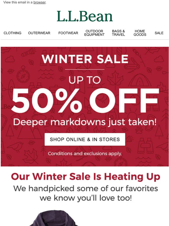 L.L.Bean: DEEPER MARKDOWNS Just Taken | Milled
