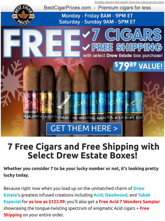 Best Cigar Prices: 🎰 7 Free Cigars and Free Shipping with Select Drew ...
