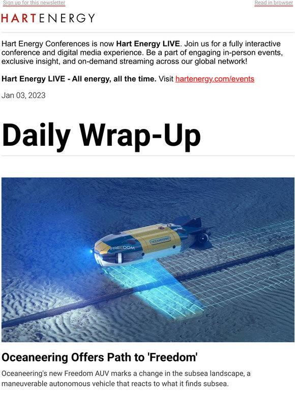 Hart Energy: Daily Wrap-Up: Oceaneering Offers Path to 'Freedom'; Targa ...