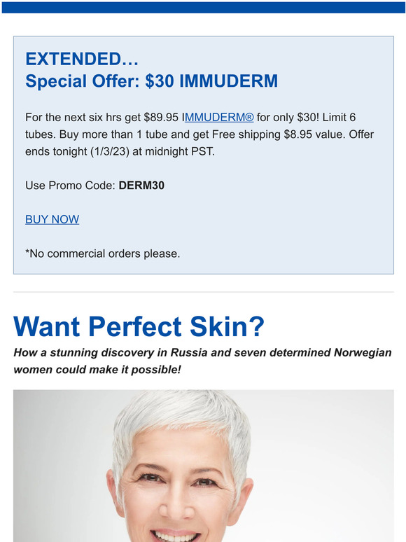 Immunocorp: $30 IMMUDERM®—EXTENDED! | Milled