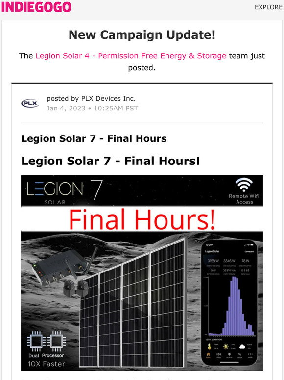Indiegogo: 📢 Update #14 from Legion Solar 4 - Permission Free Energy ...