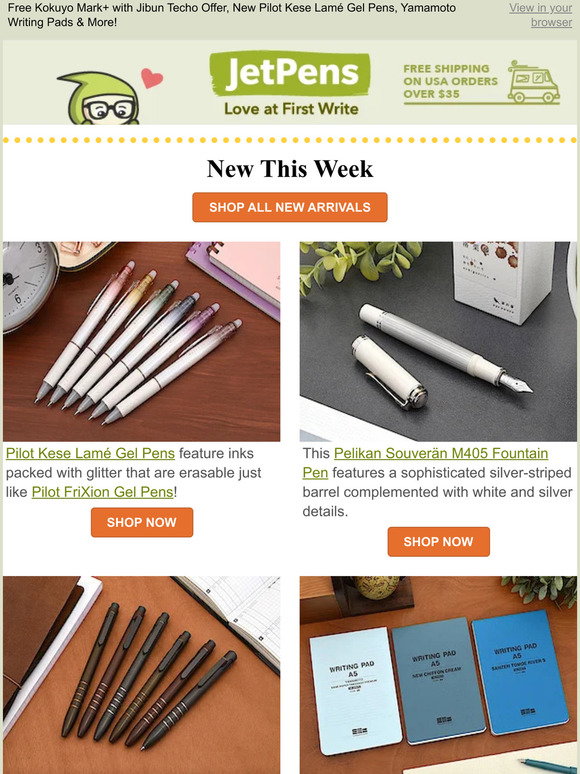 JetPens: Free Kokuyo Mark+ with Jibun Techo Offer, New Pilot Kese Lamé ...