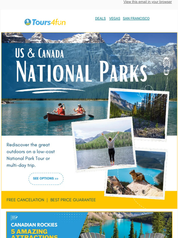 Tours4Fun: 2023 National Park Tours | Milled