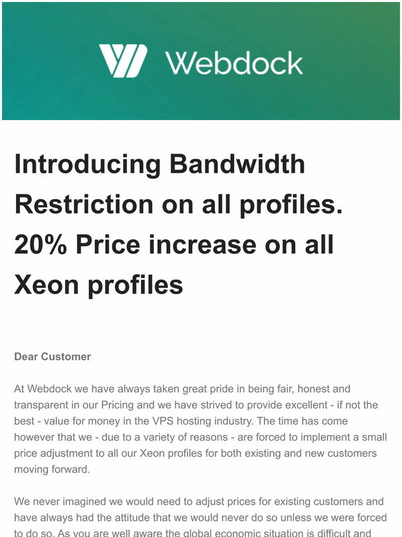 Webdock: SERVICE ANNOUNCEMENT: Introducing Bandwidth Restriction on all ...