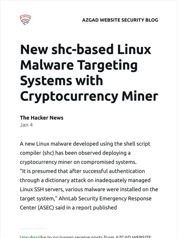 AZGAD Security: [New post] New shc-based Linux Malware Targeting ...