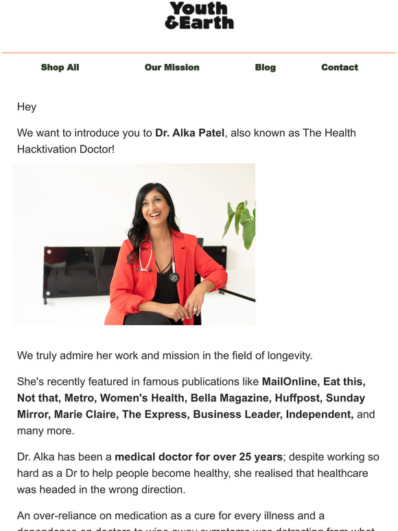 Youth & Earth: Introducing Dr. Alka Patel (UK's leading Longevity ...