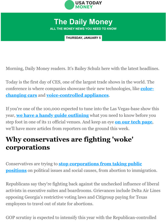 USA TODAY: The Daily Money: CES 2023 is here | Milled