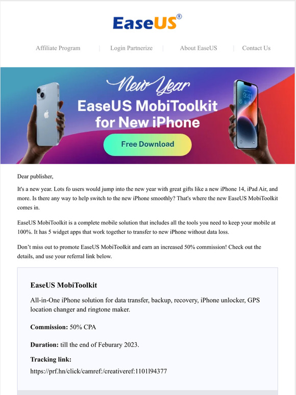 Easeus Performance Marketing Program: New Year Campaign: 50% Increased Commission for EaseUS ...