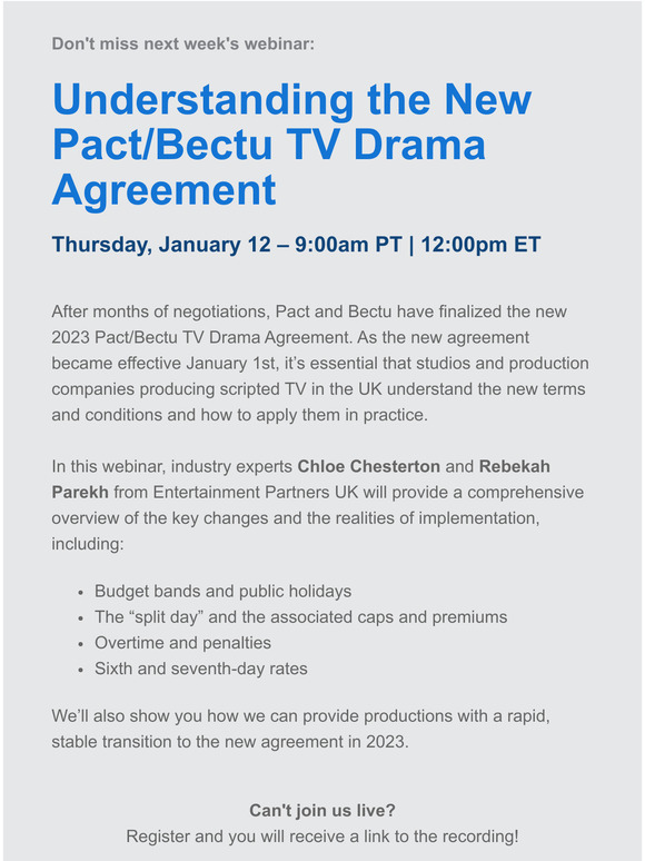EP: Master Series | Understanding the New Pact/Bectu TV Drama Agreement ...