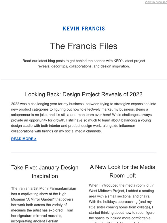 Kevin Francis Design: Looking Back: Design Project Reveals of 2022 ...