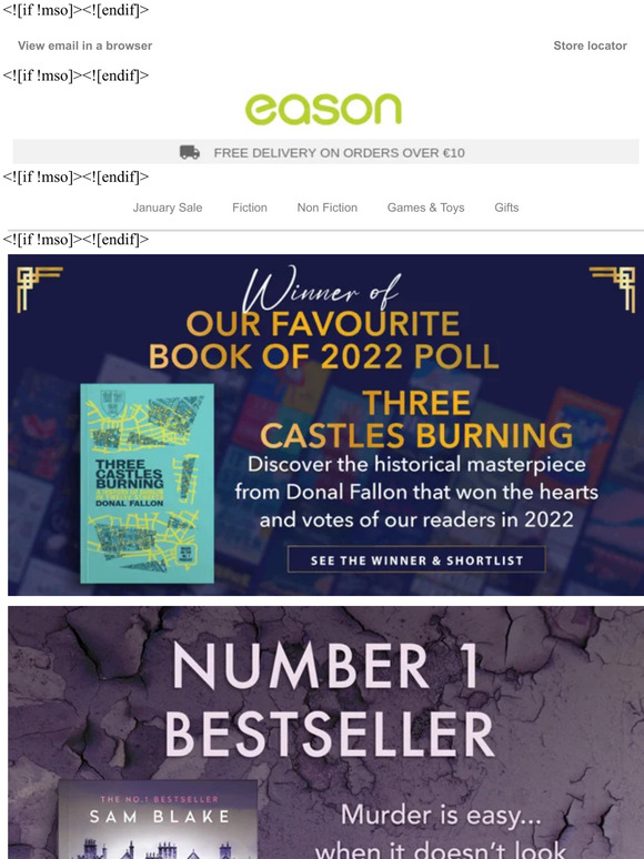 Easons: Announcing the winner of the Eason favourite book of 2022 poll | Milled