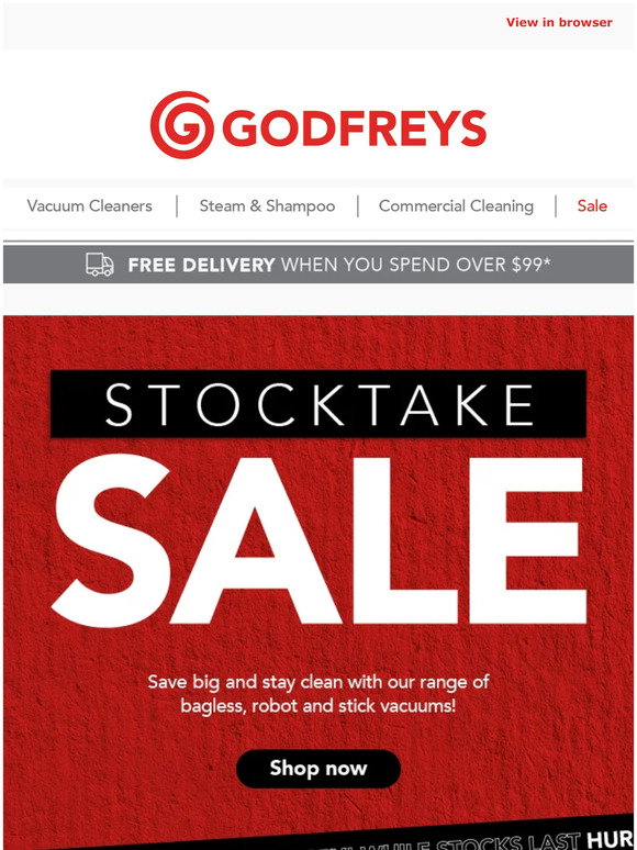 Godfreys: Stocktake Sale | Huge Savings on a Range of Stick Vacuums ...