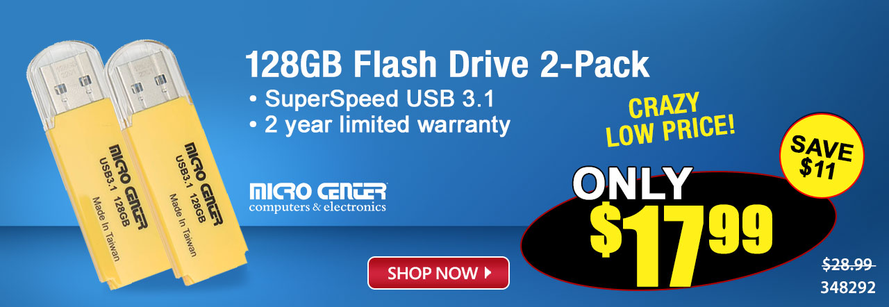 Micro Center: $17 128GB USB Flash Drive 2-Pack! $39 Logitech HERO ...