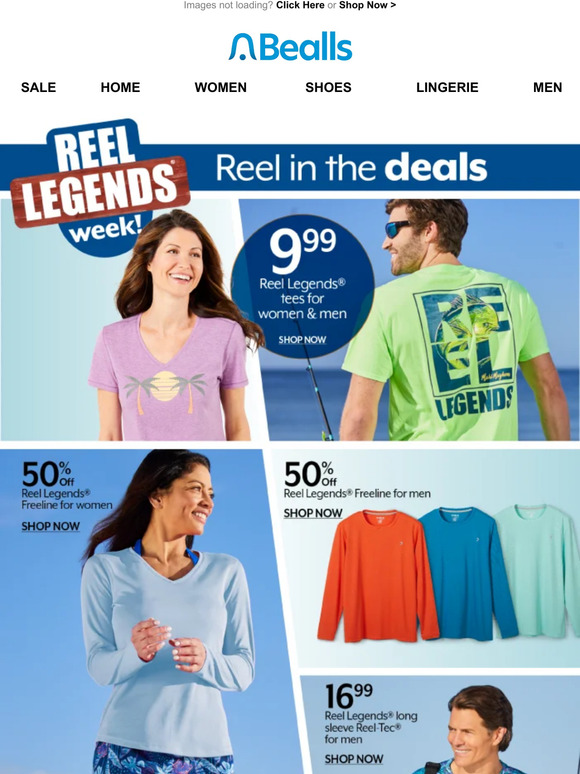 Bealls: 9.99 Reel Legends® tees for women & men! | Milled
