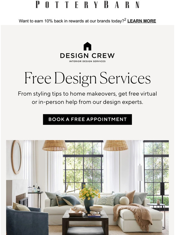 Pottery Barn: FREE design sessions: Going fast! | Milled