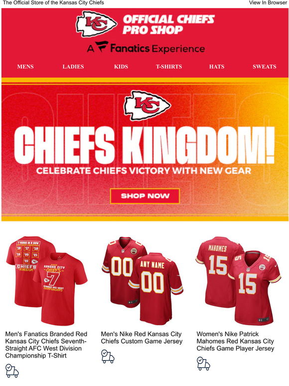 Kansas City Chiefs: Chiefs Win! Represent in Official Gear | Milled