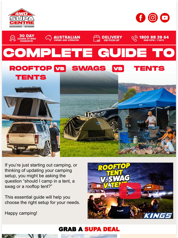 Supacentre: Hmmm…Roof Top Tent Vs Swag Vs Tent 🤔 | Milled