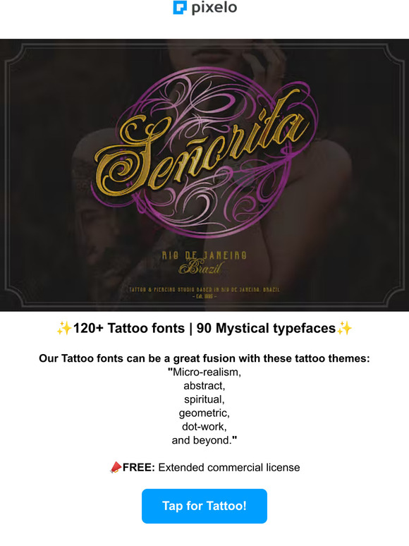 Pixelo: 🖤120+ Fonts to Ace your Tattoo Designs! | Milled