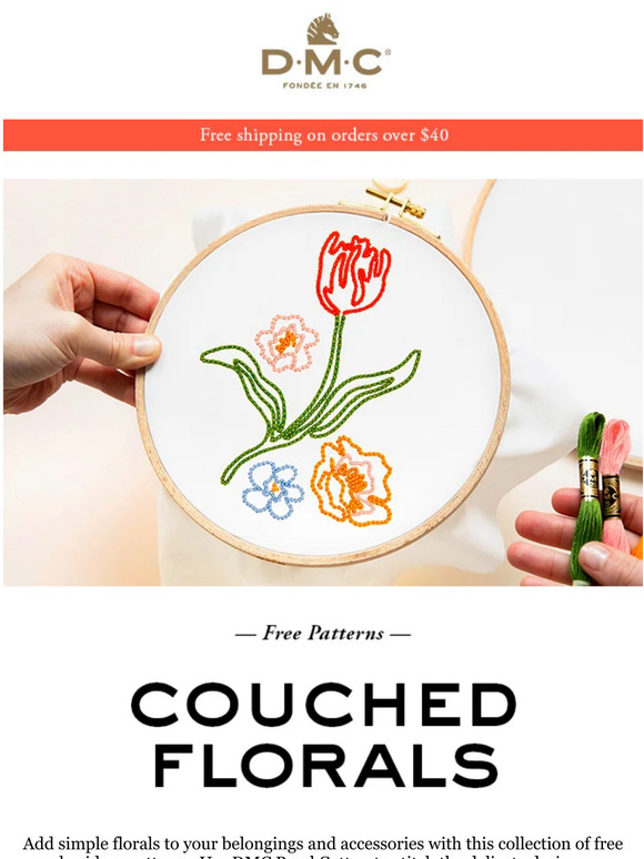 DMC: Free Patterns: Couched Florals | Milled