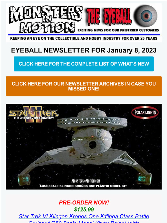 Monsters in Motion: Klingon Kronos One Model Kit, Megaforce Kit, Bela ...