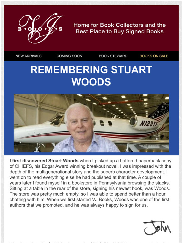 VJ Books: REMEMBERING STUART WOODS - NEW LIQUIDATION BOOKS | Milled