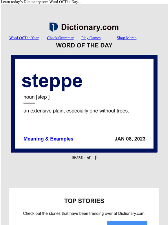 Dictionary.com: steppe | Word of the Day | Milled