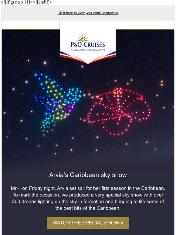 P&O Cruises: Arvia's Caribbean sky show lighting up the skies | Milled